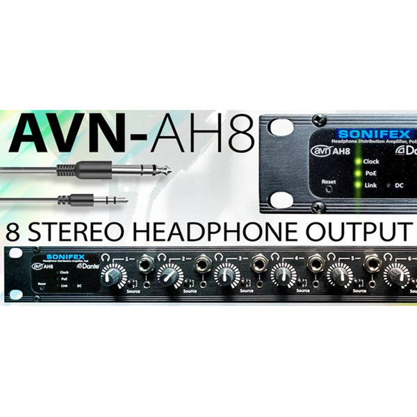 Sonifex AVN-AH8 8 Stereo Analogue Headphone Outputs Dante Interface,Po