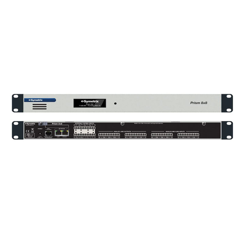 Symetrix Prism 8x8 Dante Programmable DSP, 8 mic/line in, 8 line out,