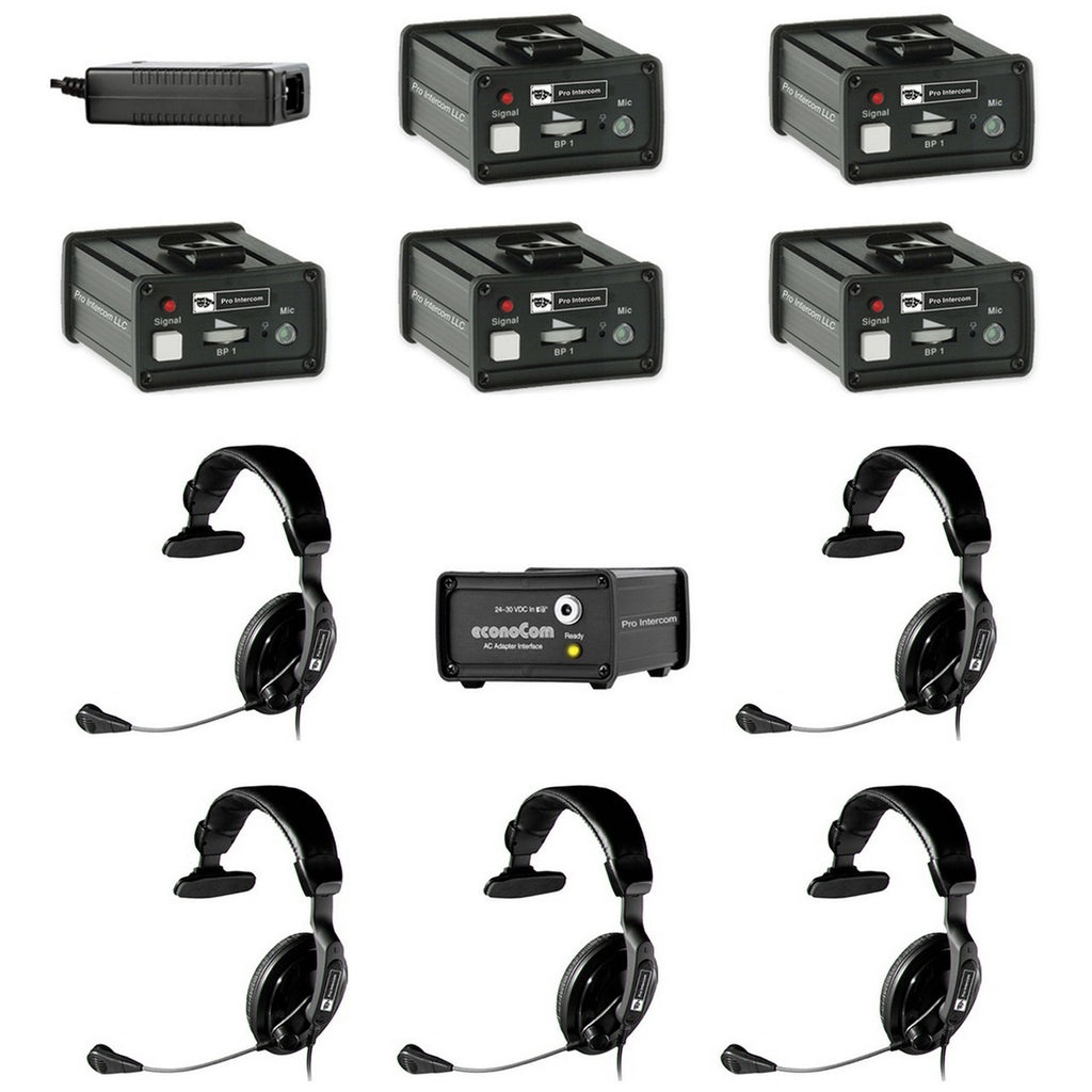 Pro Intercom EC5B 1 PS4, 1 ECADAPTER, 5 BP1 Beltpacks, 5 SMH310 headse