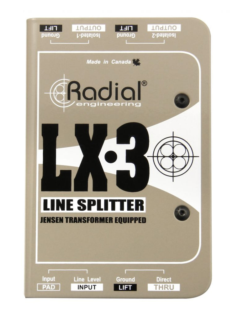 Radial LX3 Line splitter, passive, 1 input, 1 direct out & 2 Jensen is
