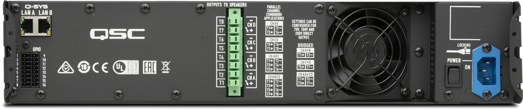 QSC CX-Qn 2K4 4-Channel 500W/CH Q-SYS network Amplifier, Lo-Z, 70V, 10