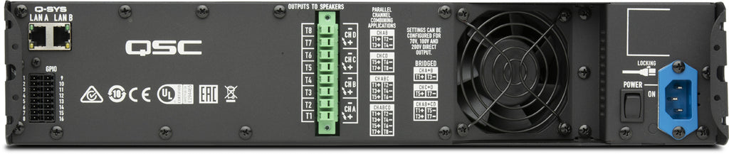 QSC CX-Qn 8K4 4-Channel 2000W/CH Q-SYS network Amplifier, Lo-Z, 70V, 1